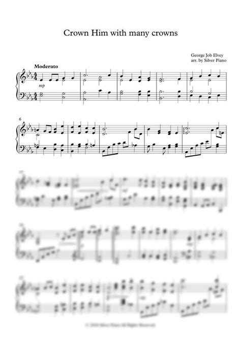 악보 찬송가 25장 면류관 벗어서 Crown Him With Many Crowns By 은의 피아노
