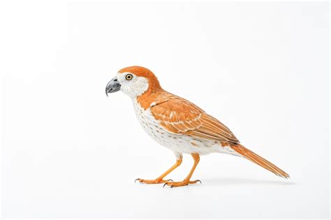 Orange And White Cockatiel Parrot With A Black Beak On A White
