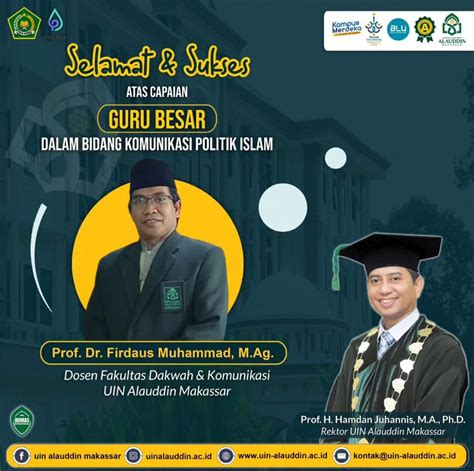 Selamat Dan Sukses Atas Raihan Guru Besar Prof Dr Firdaus Muhammad Mag
