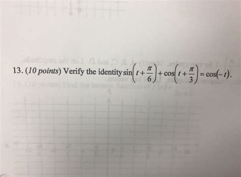 Solved Verify The Identity Sin T Pi 6 Cos T Pi 3