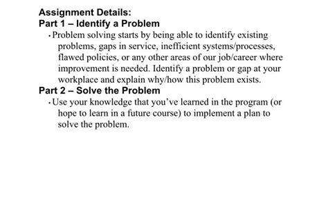 solved assignment details part 1 identify a problem