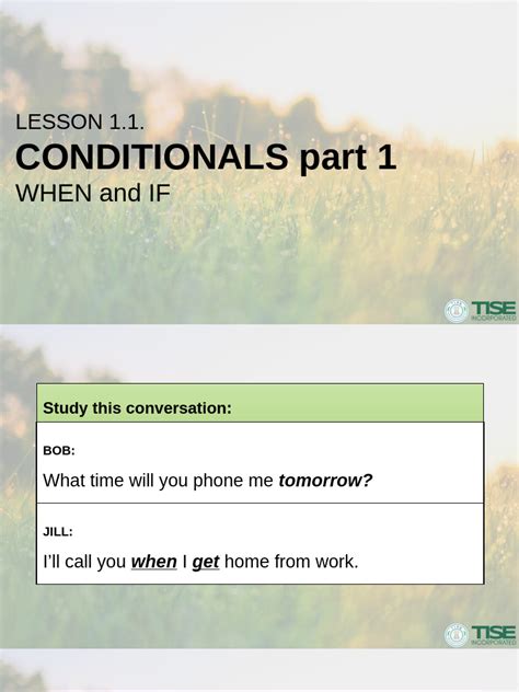Lesson 1 1 Conditionals Pdf Linguistics
