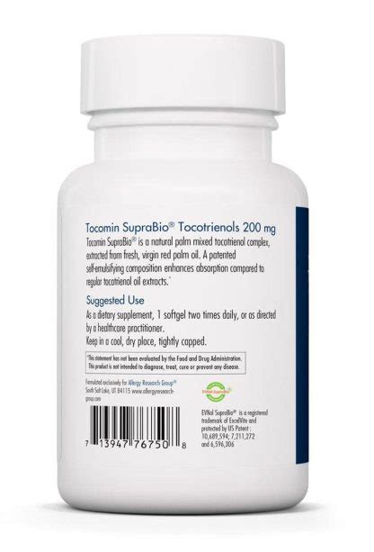 Tocomin Suprabio Tocotrienols 200 Mg 60 Softgels Myvites
