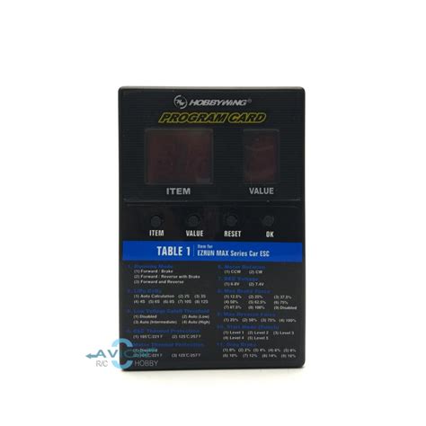 Hobbywing Program Card General Avion RC Hobby