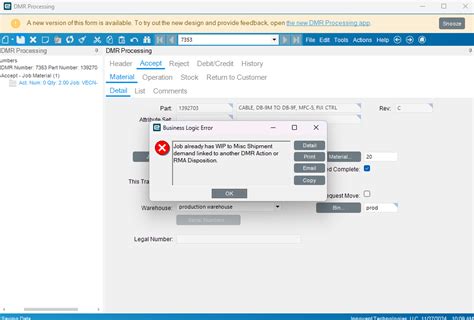 Cant Accept Material From DMR Processing Kinetic ERP Epicor User Help Forum