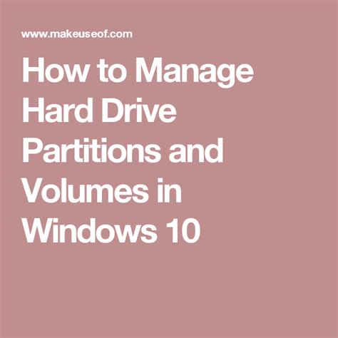 Manage Hard Drive Partitions In Windows 10
