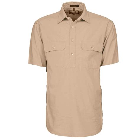Ritemate Rm200cfs Pilbara Mens Closed Front Short Sleeve Shirt In Clay