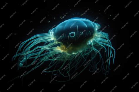Premium Ai Image Deepsea Creature Swimming Past Field Of