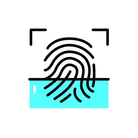 Fingerprint Scan Provides Security Access Color Line Icon Stock Vector