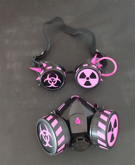 Set Gogglesgas Mask Cybergoth Cosplay Dreads Industrial Dark Pink