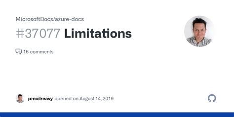 Limitations · Issue 37077 · Microsoftdocsazure Docs · Github