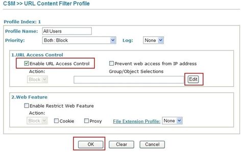 How Do I Select Multiple Sites For Blocking In Url Content Filtering Draytek Faq