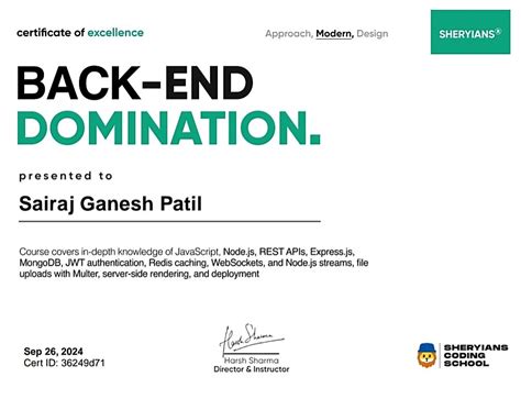 Sairaj Patil On Linkedin Sheryianscodingschool Backendwebdevelopment