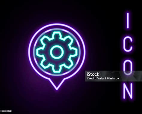검은 색 배경에 격리 된 빛나는 네온 라인 설정 아이콘 도구 서비스 톱니바퀴 기어 톱니바퀴 표지판 다채로운 개요 개념 벡터 개념에 대한 스톡 벡터 아트 및 기타 이미지
