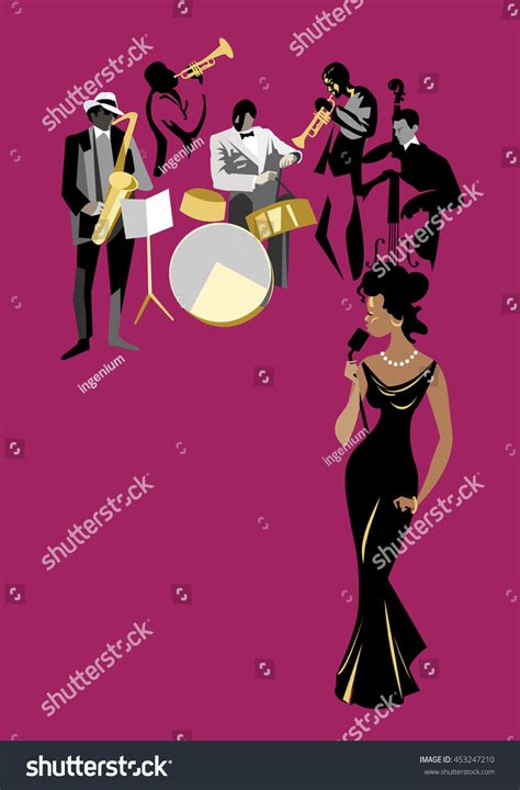 Female Black Singer Jazz Musicians Stock Vector Royalty Free