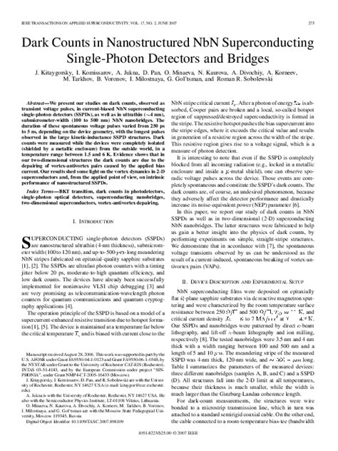 Pdf Dark Counts In Nanostructured Nbn Superconducting Single Photon Detectors And Bridges