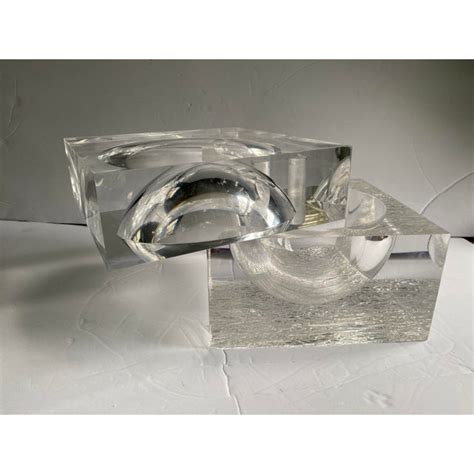 1970s Italian Lucite Cube Object Holder With Sphere Inside Chairish