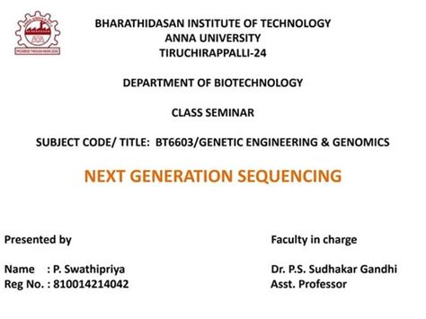 Next Generation Sequencing Ngs Ppt