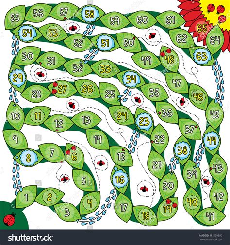 Illustrated Ladybug Board Game Numbers Stock Vector Royalty Free