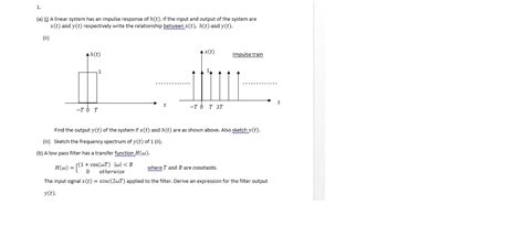 Solved A I A Linear System Has An Impulse Response Of Chegg