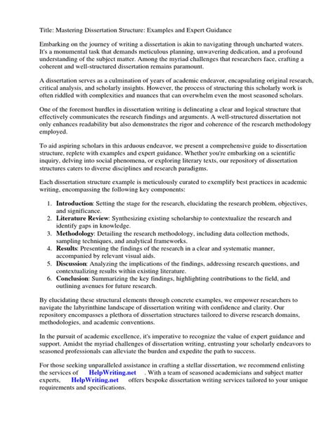 Dissertation Structure Examples Pdf Thesis Methodology