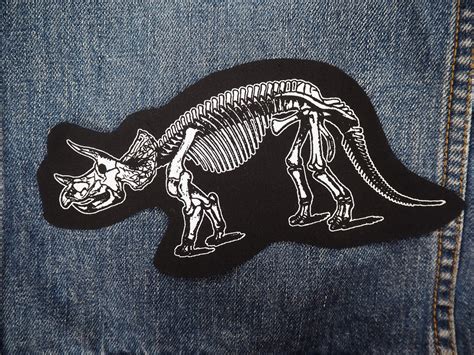 Dinosaur Skeleton Patch Triceratops Jurassic Horror Patch Creepy