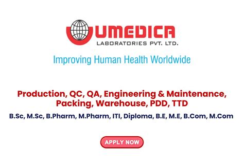 60 Openings Walk In Interview At Umedica Labs For Production Qc Qa