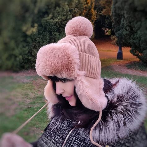 Earflap Women Hat Faux Fur Beanie Windproof Pom Pom Hat Etsy
