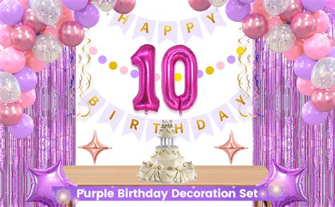 10th Birthday Decorations For Girls Pink Purple Double Digits Party Supplies10 Year Old Ten