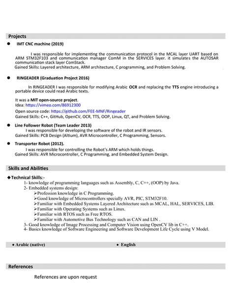 Ahmed Atia Cv Embedded Software Engineer Pdf Programming Languages Computing