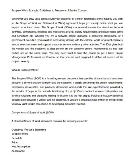 Scope Of Work Template Free Word PDF Documents Download