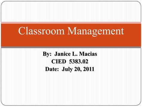 Classroom Management Powerpoint Pptx