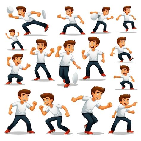 Action Vector Set White Background Isolated A High Premium Ai