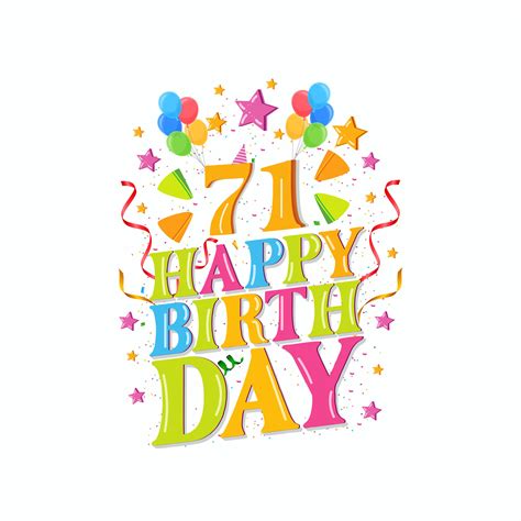 71 Years Happy Birthday Logo With Balloons Vector Illustration 71st