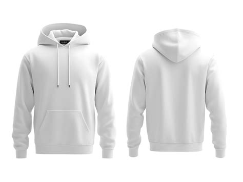 Classic White Hoodie With Black Drawstrings Front And Back View Premium Ai Generated Image