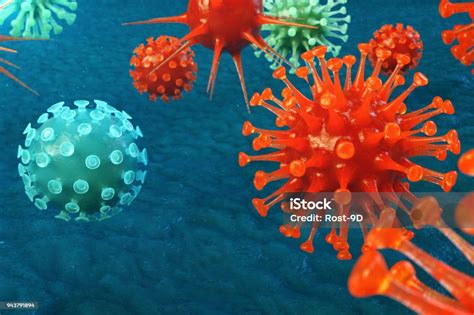 3d 그림 병원 성 바이러스 호스트 유기 체에 감염을 일으키는 바이러스 성 질병 전염병입니다 바이러스 추상적인 배경입니다 바이러스 박테리아 세포 감염 유기 체입니다 3차원
