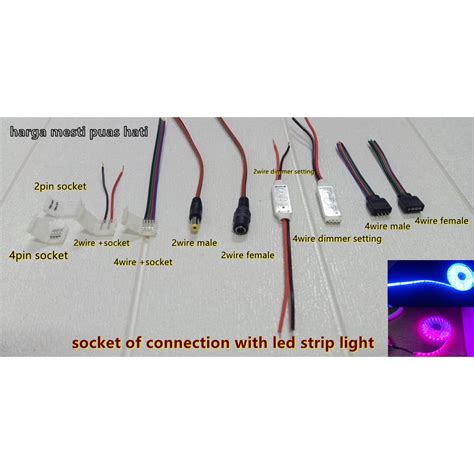 Pin Pin Socket Clip Lampu Led Strip Connect Wayar Rgb Led Tape Light Connectors Male Female