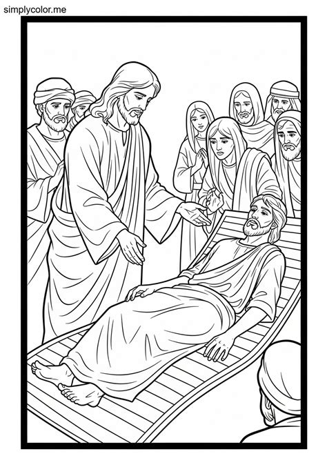 Jesus Heals The Paralytic Coloring Page Simply Color Me