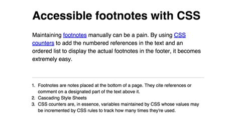 Accessible Footnotes With Css — Sitepoint