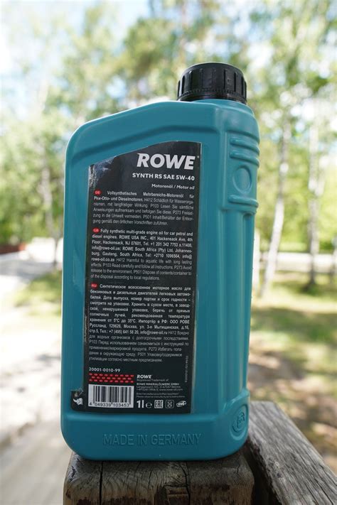 Rowe Hightec Synth RS 5W-40 API SN свежее - Лабораторные анализы ...