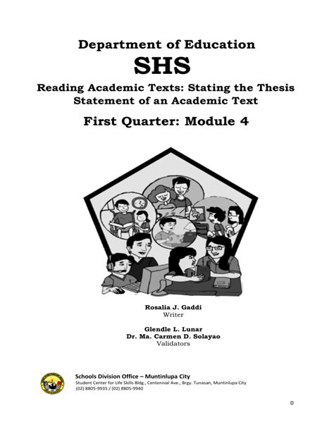 Thesis Statement Module For Shs Students