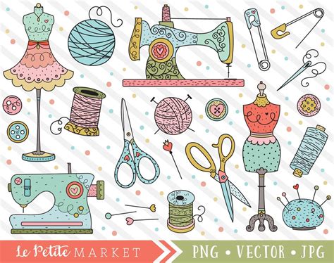 Sewing Clipart Images Sewing Machine Clip Art Set Line Clipart