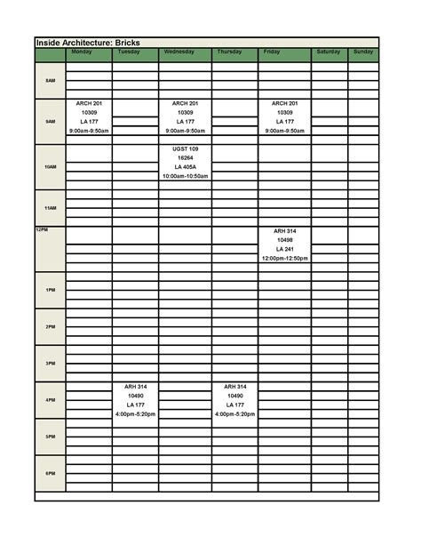 Inside Architecture Matrix View Schedule Uo First Year Programs