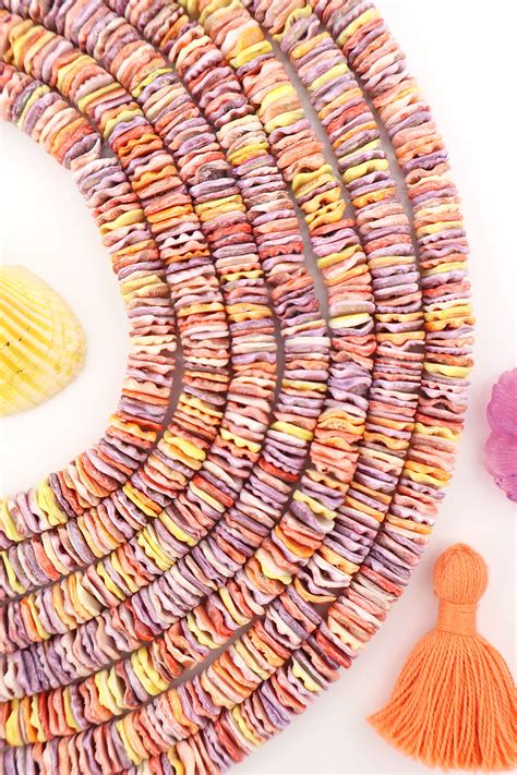 Rainbow Pectin Shell Wavy Heishi Beads 8mm For Mermaidcore Diy Womanshopsworld