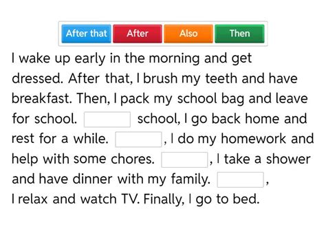 Complete The Routine With The Connectors Complete The Sentence
