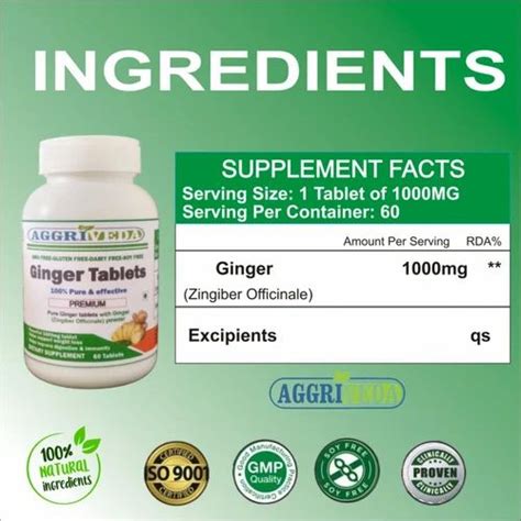 Ginger Tablets 100mg Bottle Pure Ginger Tablets Zingiber Officinale At Rs 105 Bottle In Mathura