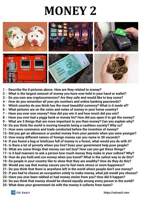 50 Money Conversation Questions Speaking Activities English Conversation Questions English