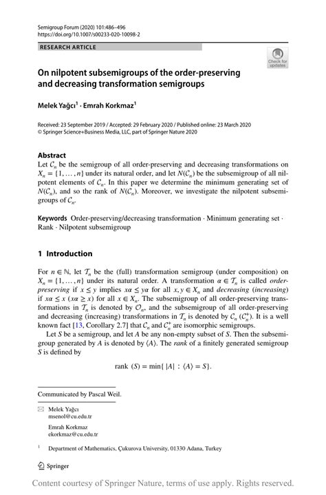 On Nilpotent Subsemigroups Of The Order Preserving And Decreasing Transformation Semigroups