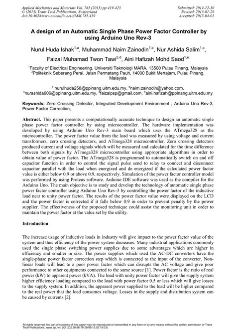 Pdf A Design Of An Automatic Single Phase Power Factor Controller By