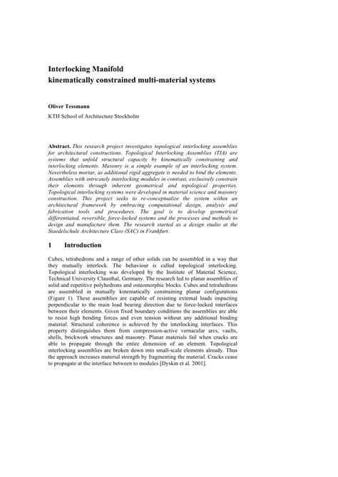 Pdf Interlocking Manifold Kinematically Constrained Multi Material Systems